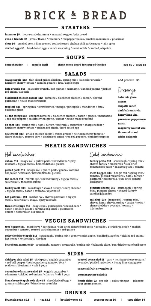 BRICK & BREAD – Craft sandwiches, soups & salads